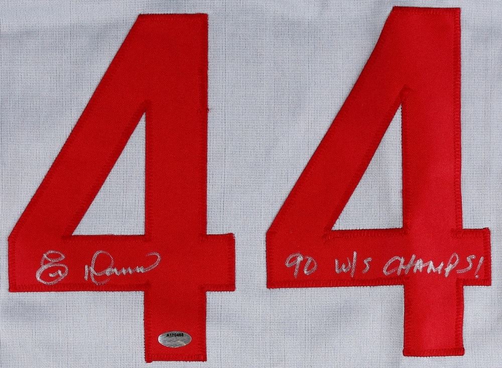 Eric Davis Signed Reds Jersey Inscribed "90 WS Champs!" (Schwartz COA)