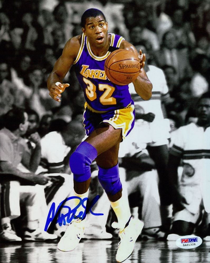 Magic Johnson Signed Lakers 8x10 Photo (PSA COA)