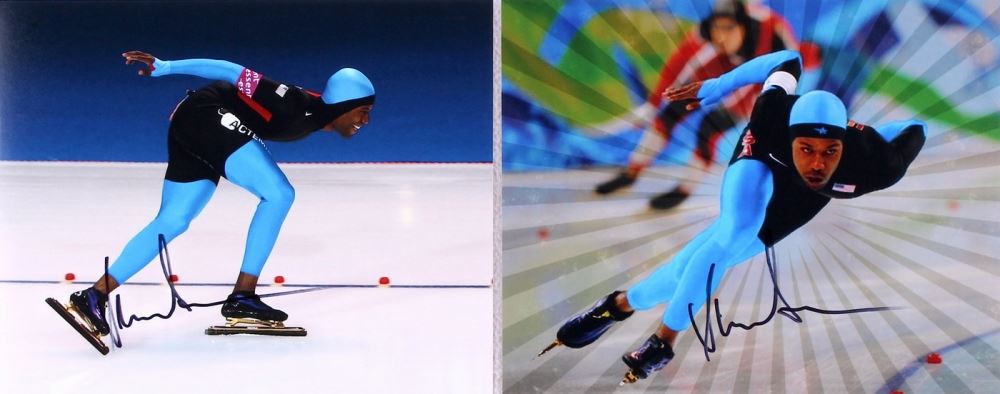 Lot of (2) Shani Davis Signed Olympic 8x10 Photos (PA LOA)