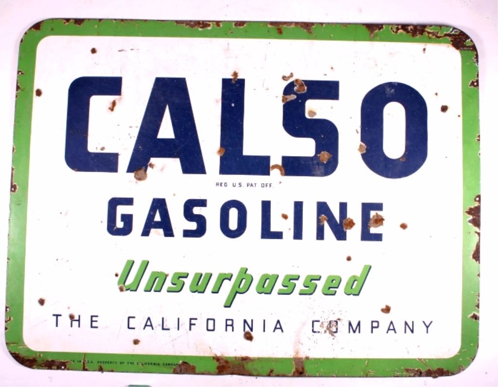 Original Calso Gasoline Porcelain Enamel Sign