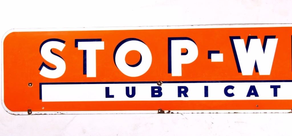 Stop-Wear Lubrication Union Gas Porcelain Sign