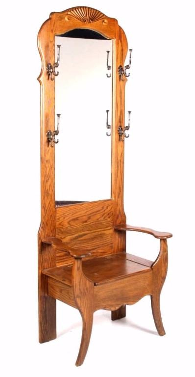 Antique American Oak Hall Tree