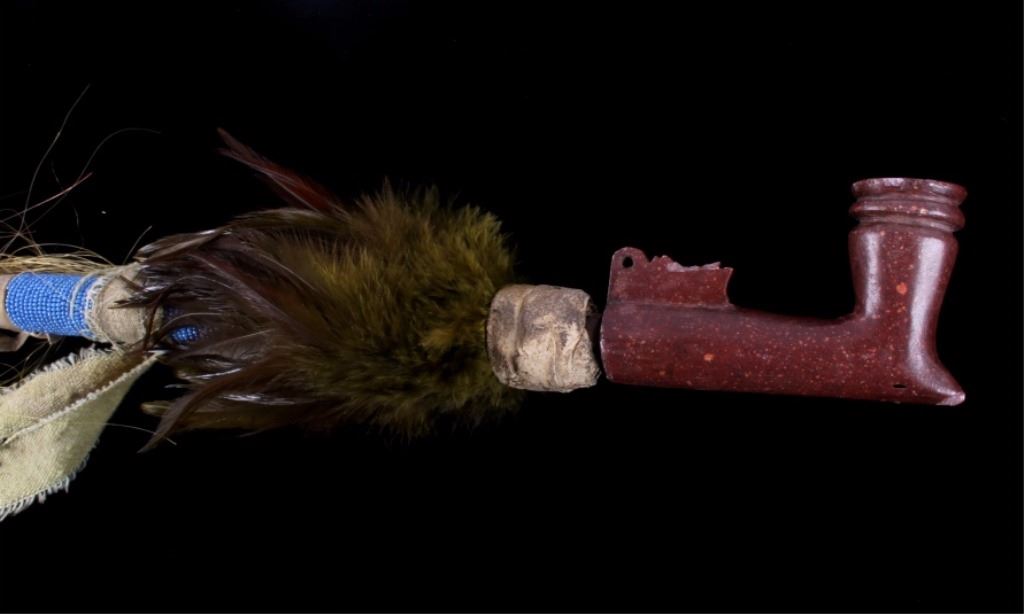 Sioux Calumet Pipe with Catlinite Bowl 1860-1890