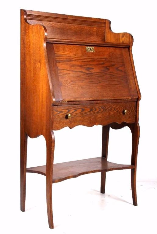 Antique Oak Drop Front Parlor Desk