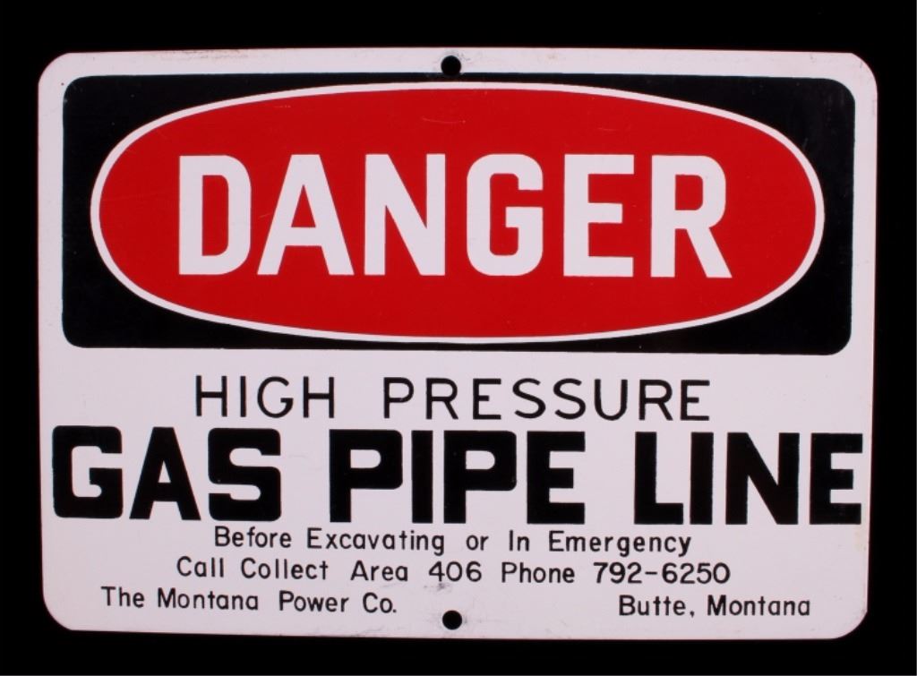Montana Power Gas Pipeline Sign from Butte Montana