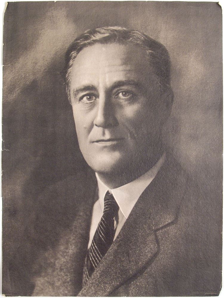 Large Vtg Portrait Print FRANKLIN ROOSEVELT David Berns