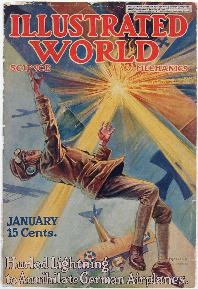 Old WWI ILLUSTRATED WORLD Cover HURLED LIGHTNING