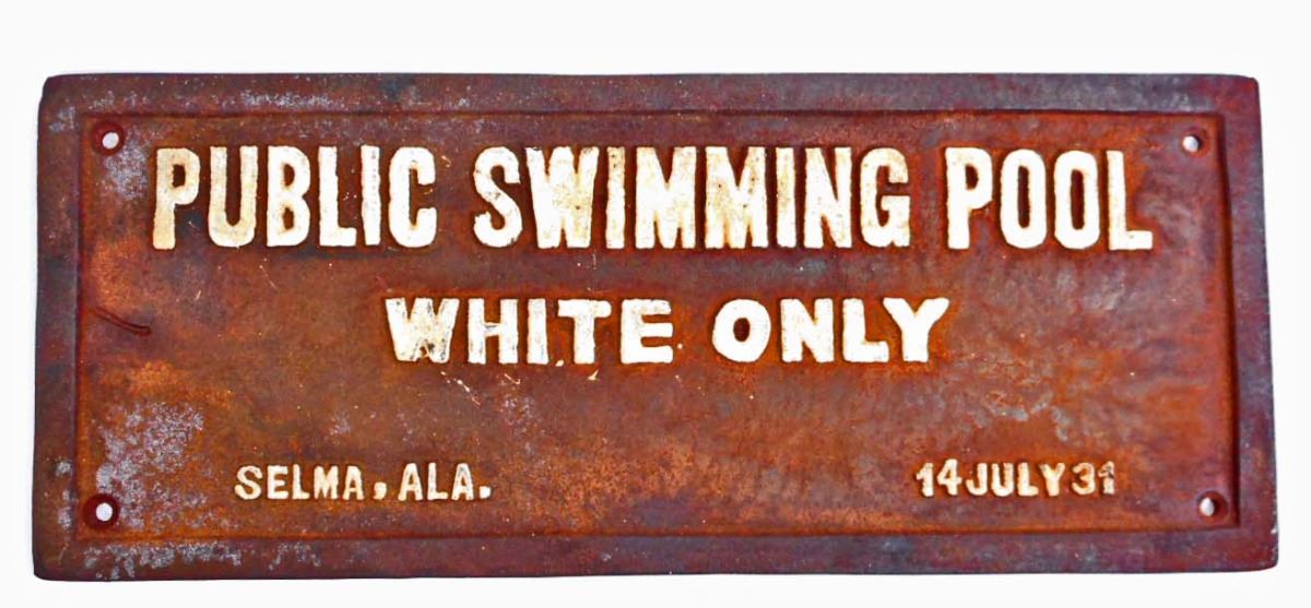 BLACK AMERICANA SEGREGATED SWIMMING POOL CAST IRON SIGN
