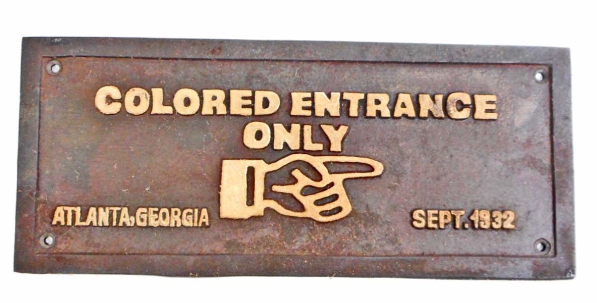 BLACK AMERICANA SEGREGATED ENTRANCES CAST IRON SIGN