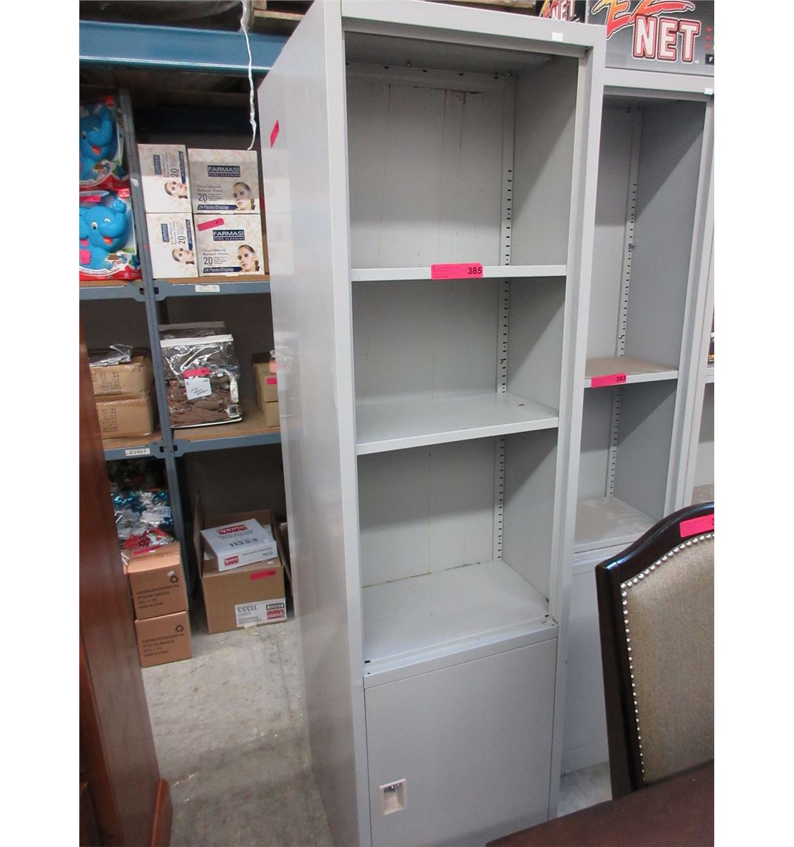 12" Deep - Metal storage cabinet/shelf - used