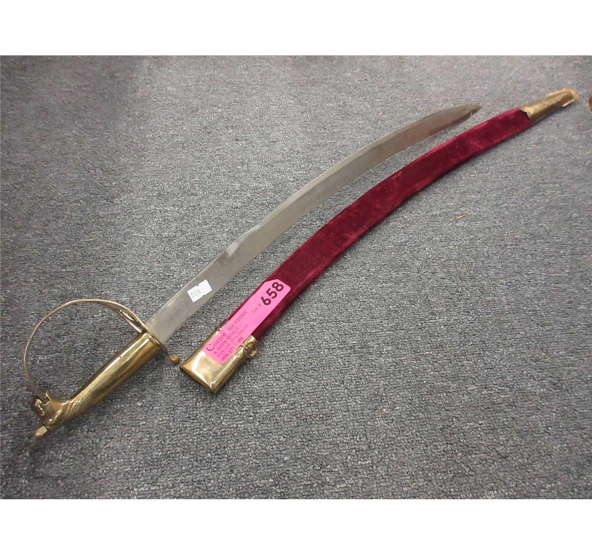 Indian sword with velvet covered scabbard