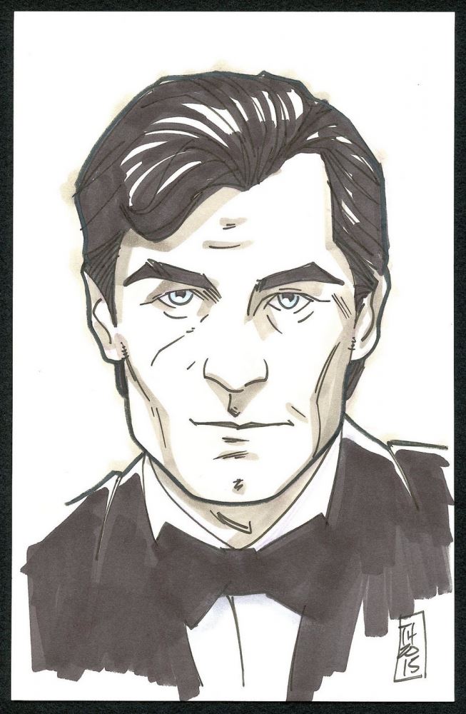 Timothy Dalton "James Bond" 1/1 ORIGINAL 5.5" x 8.5" Color Drawing on ...
