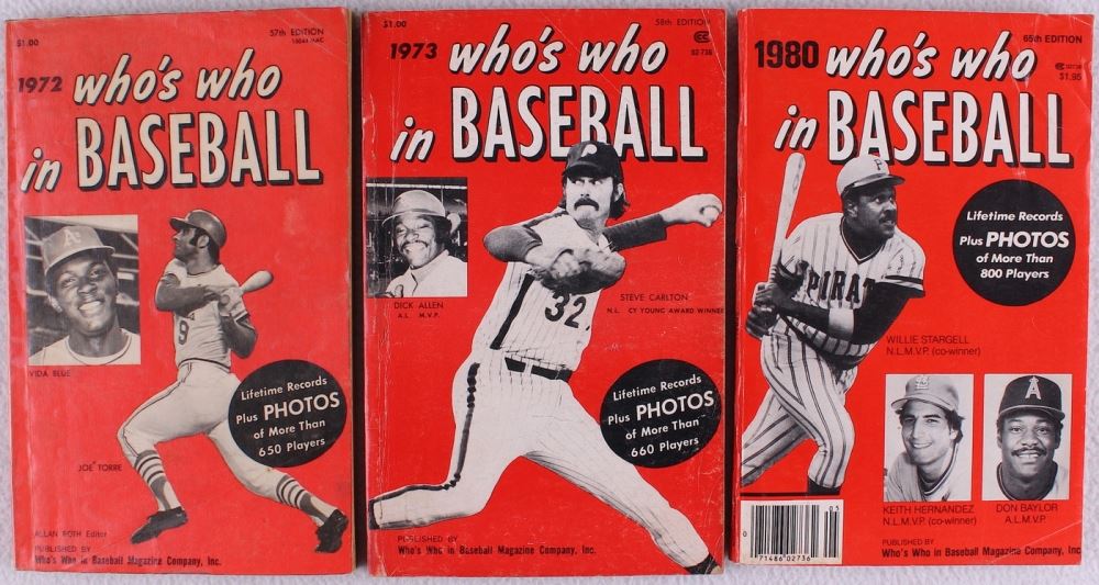 Lot of (3) Vintage "Who's Who in Baseball" Books from 1972, 1973 ...