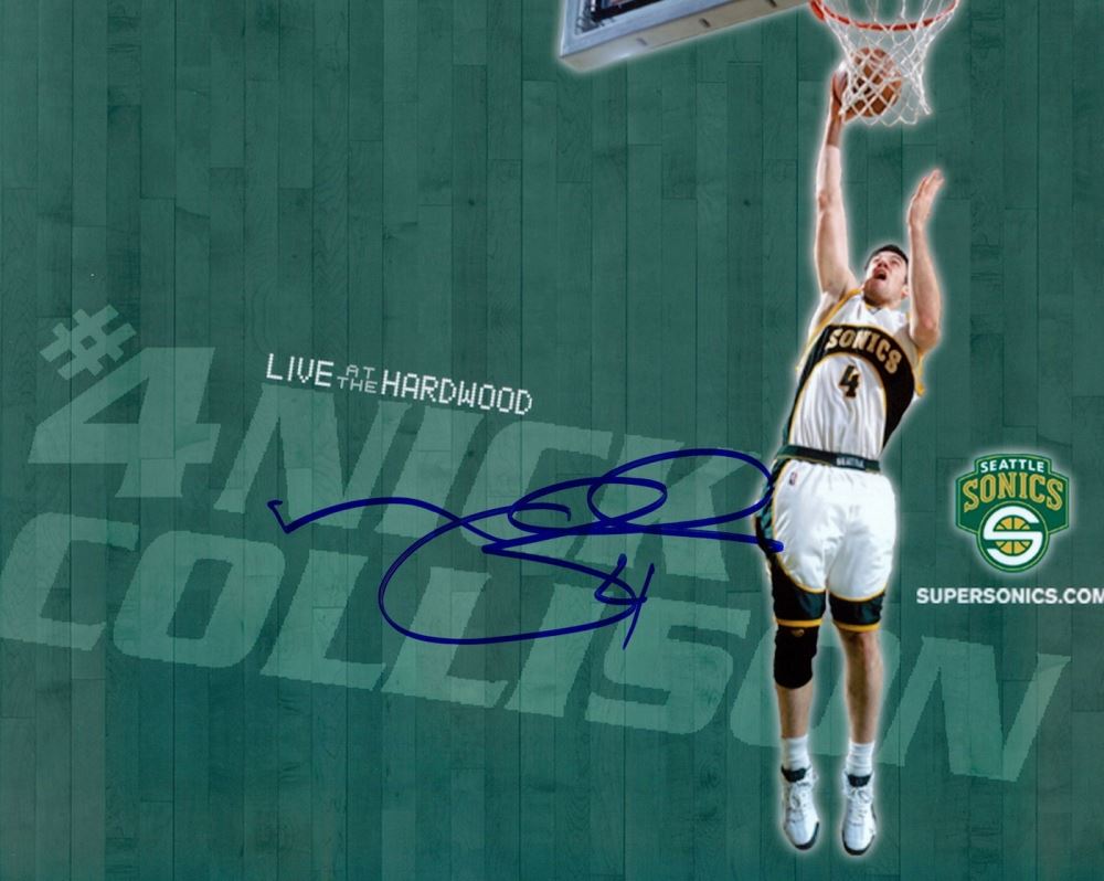 Nick Collison Signed Sonics 8x10 Photo (PA LOA)