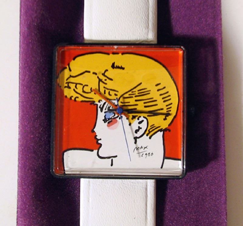 Peter Max, Watch - Blonde Portrait in White, Wrist Watch