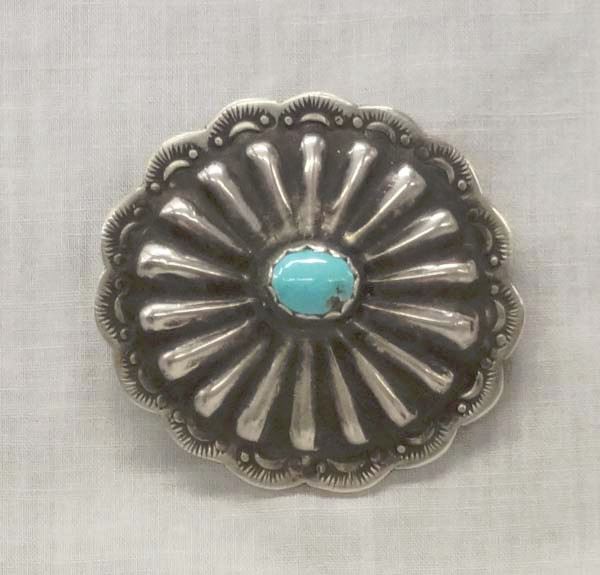 Navajo Sterling Silver Turquoise Concho Pin