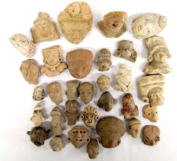 PreColumbian Aztec & Mayan Chieftain Head Pottery