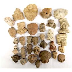 PreColumbian Aztec & Mayan Chieftain Head Pottery