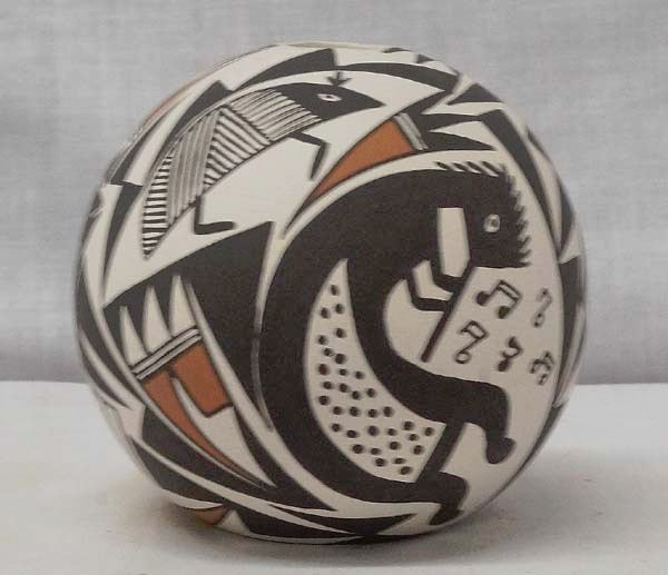 Native American Acoma Pottery Seed Jar, Signed