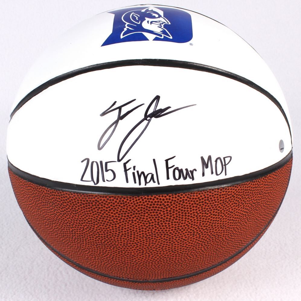 Tyus Jones Signed Duke Logo Basketball Inscribed "2015 Final Four MOP ...