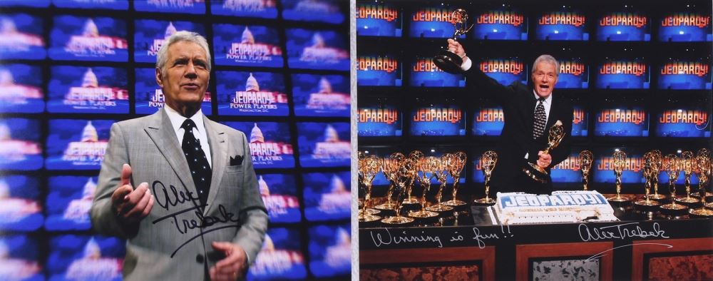 Lot of (2) Alex Trebek Signed 8x10 Photos Inscribed "Winning is Fun ...