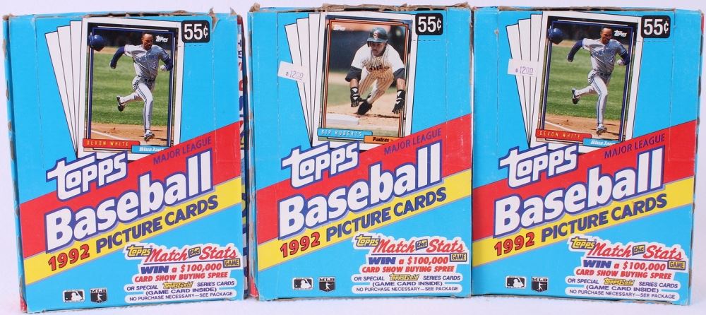 Lot of (3) Boxes of 1992 Topps Baseball Cards