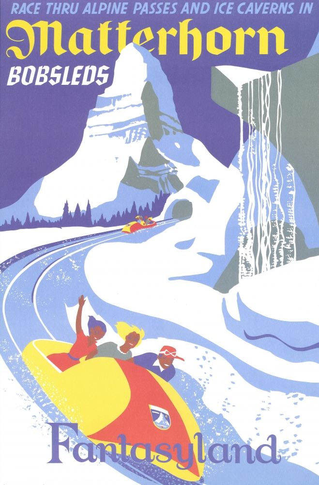 Disneyland 12" x 18" Official "Matterhorn Bobsleds" Attraction Poster Art