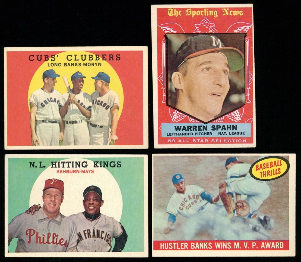 Lot of (4) 1959 Topps Baseball Cards with #571 Warren Spahn All-Star ...