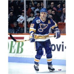 Adam Oates Signed Blues 11x14 Photo (PSA COA)