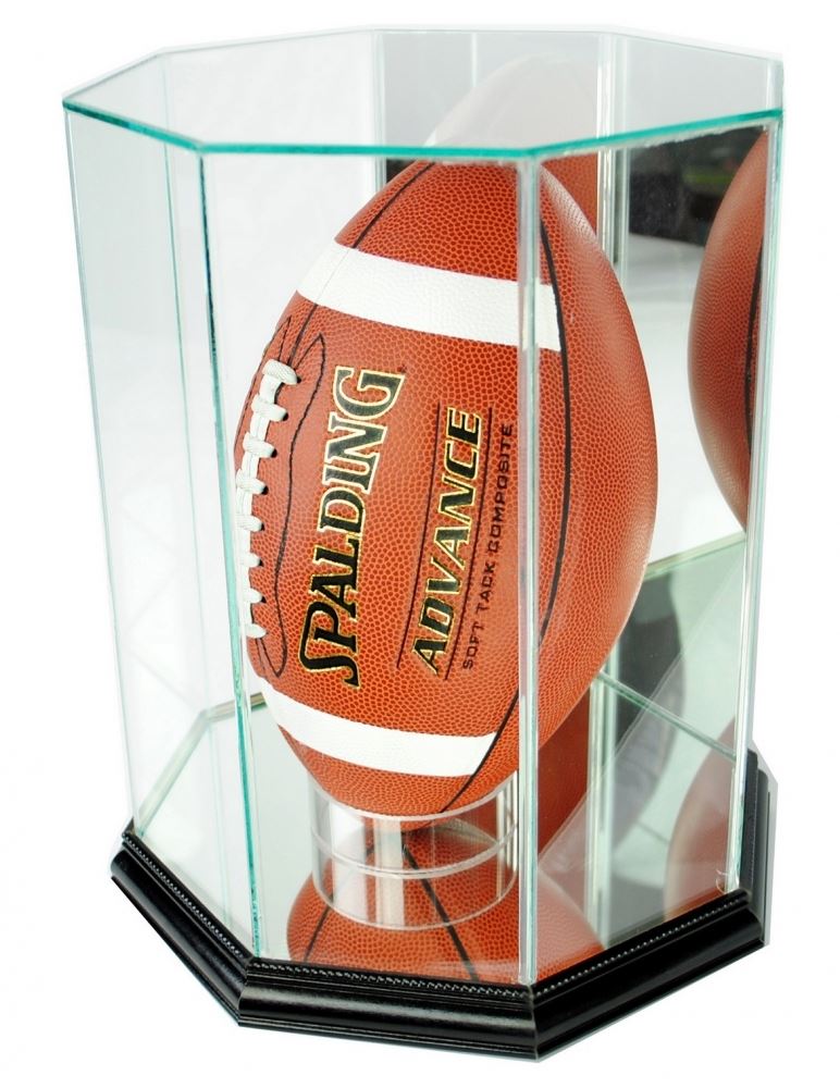 Premium Octagon Upright Football Display Case with Mirrored Back ...