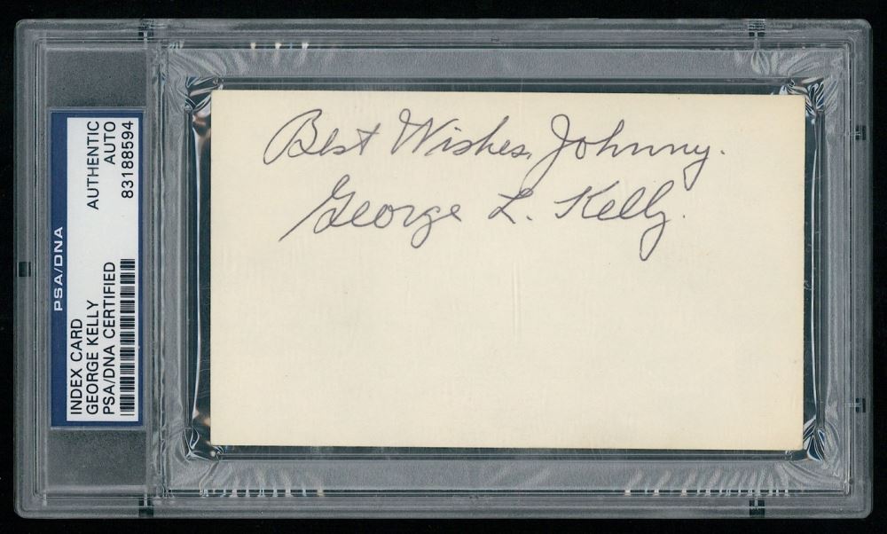 George Kelly Signed 3x5 Index Card Inscribed "Best Wishes" (PSA ...