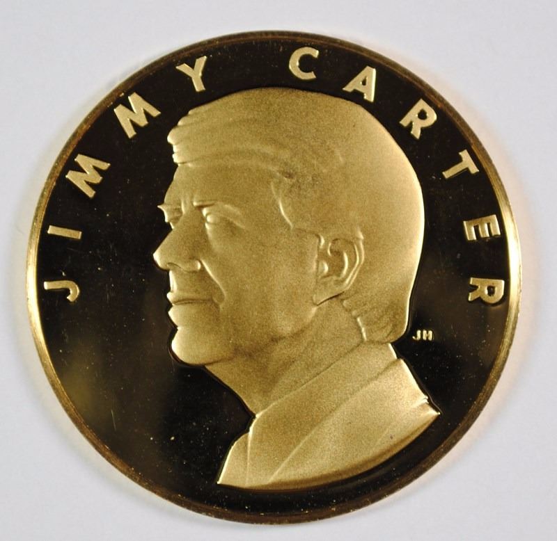 24 Kt .999 GOLD 1977 "OFFICIAL INAUGURAL PROOF LIKE MEDAL JIMMY CARTER ...