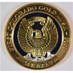 FIRST COLORADO GOLD RUSH .999 SILVER WITH 24K GOLD OVERLAY (.72 OZT)