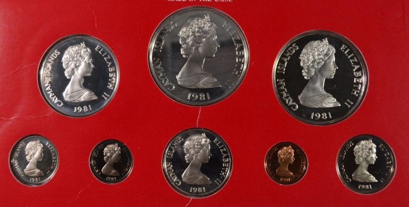 1981 CAYMAN ISLAND PROOF SET (8 COINS) IN ORIG. BOX , LOW MINTAGE