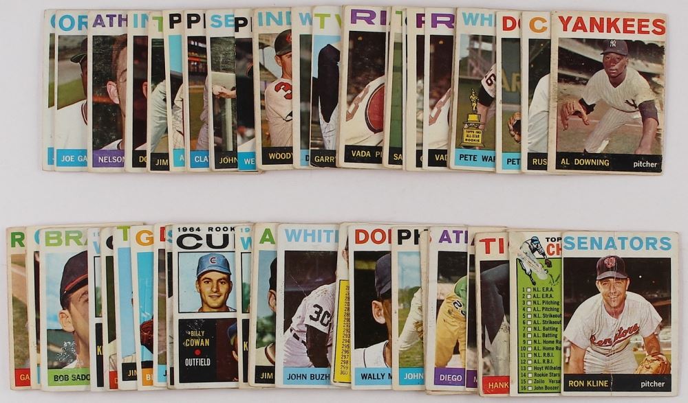 Lot of (80) 1964 Topps Baseball Cards with #76 Checklist 1, #188 ...
