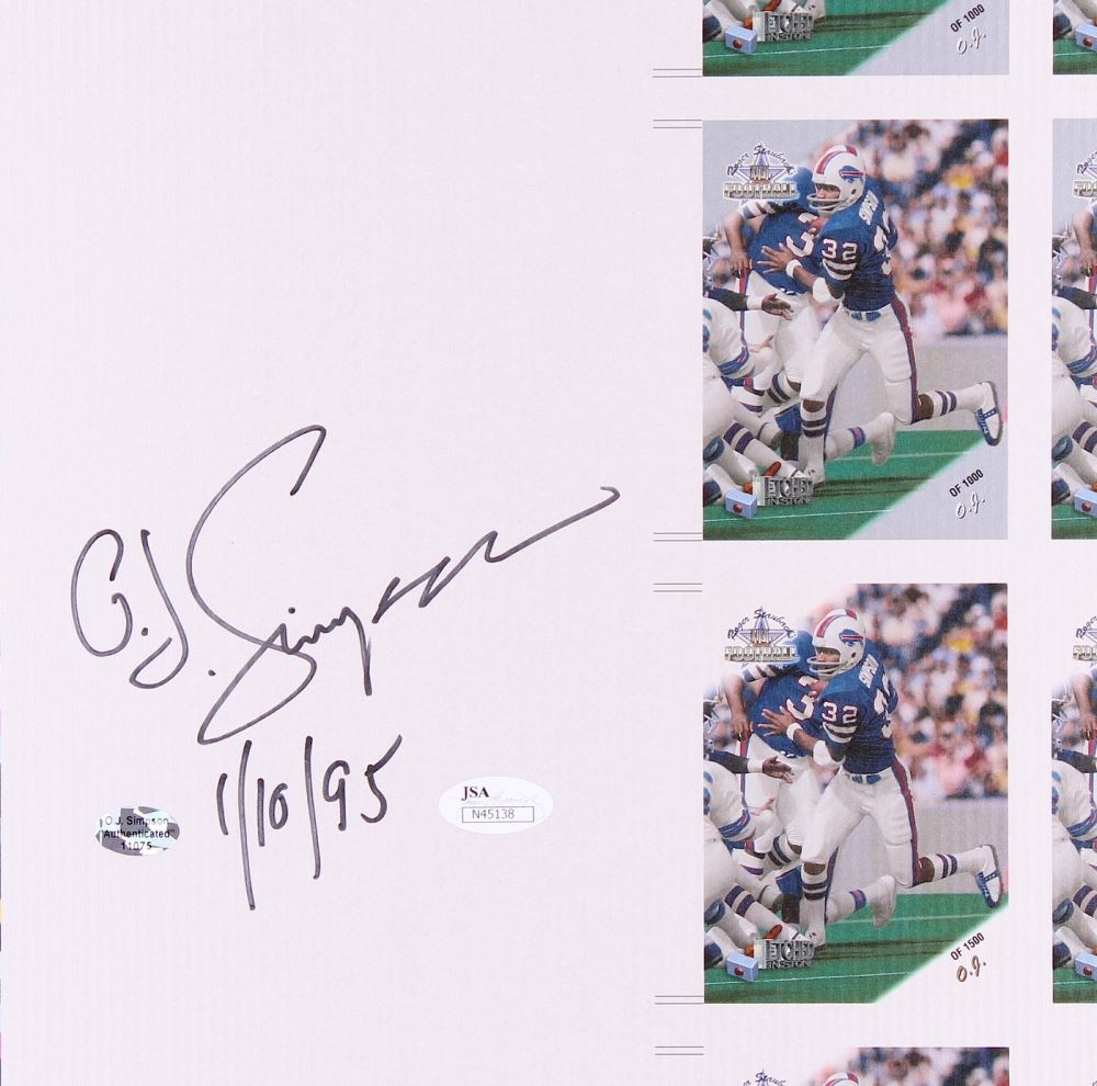 O.J. Simpson Signed 19x25 Uncut Sheet of (12) Football Cards Inscribed ...