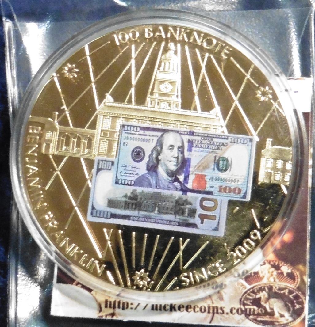 2010 American Mint Medal - Benjamin Franklin $100 Banknote. Material ...