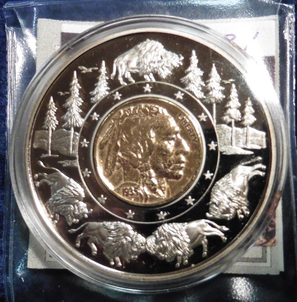 2001 American Mint Medal - Buffalo Nickel Inlay Coin. Material: Cu/Ni ...