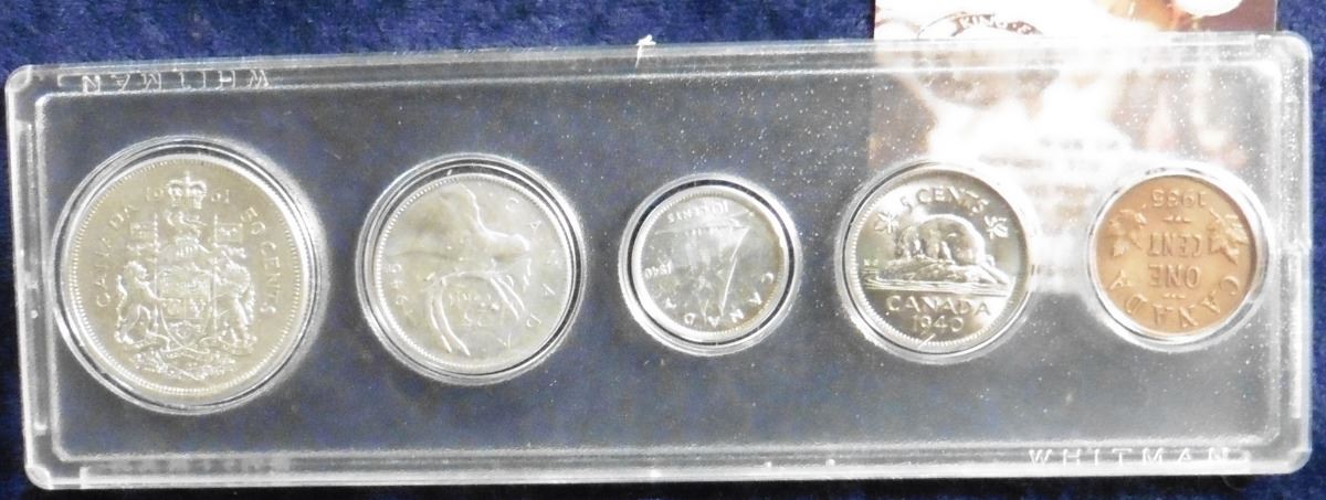 Canada Type Set of Coins including Silver. 1961 Half EF; 1945 Quarter ...