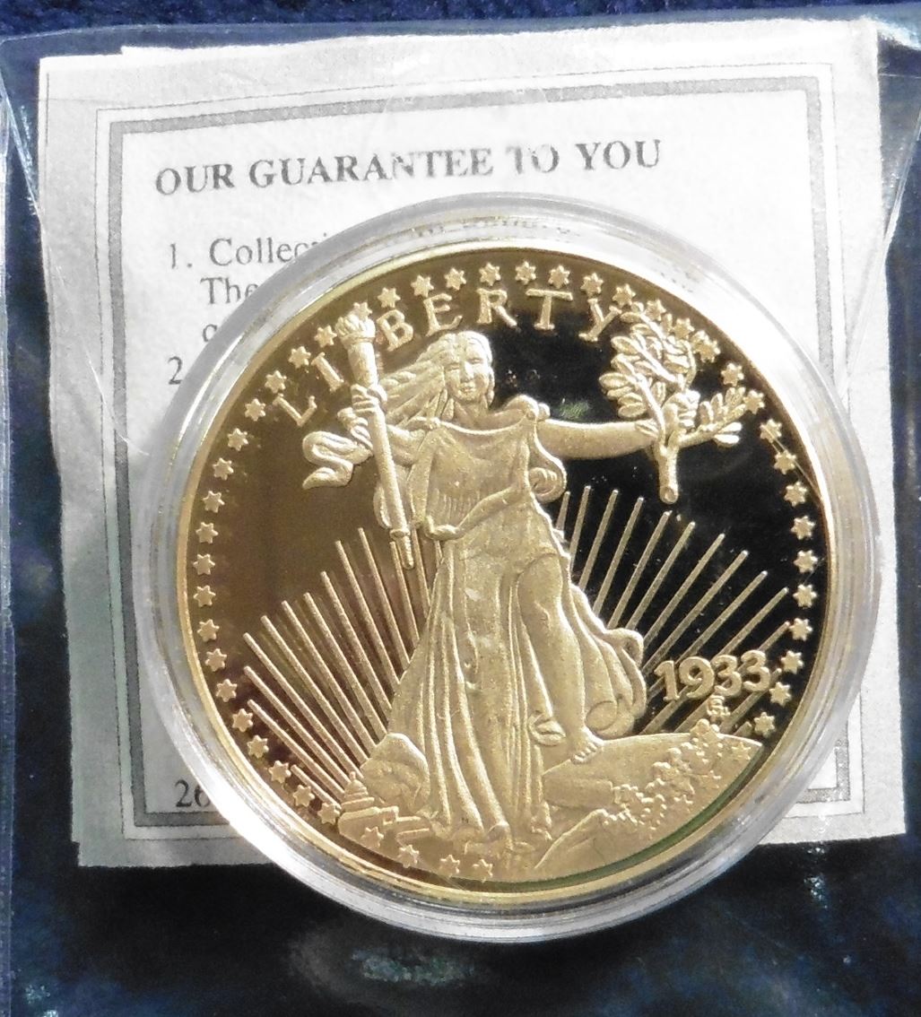 1933 $20 St. Gaudens Double Eagle Gold Replica. Material: Cu, layered ...