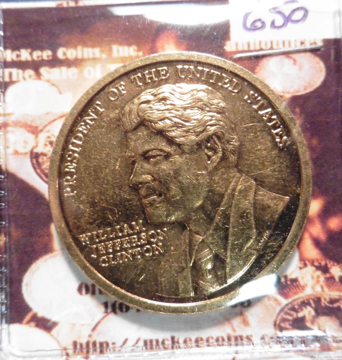 1993 William Jefferson Clinton U.S. Mint Gold-plated Bronze Inaugural ...