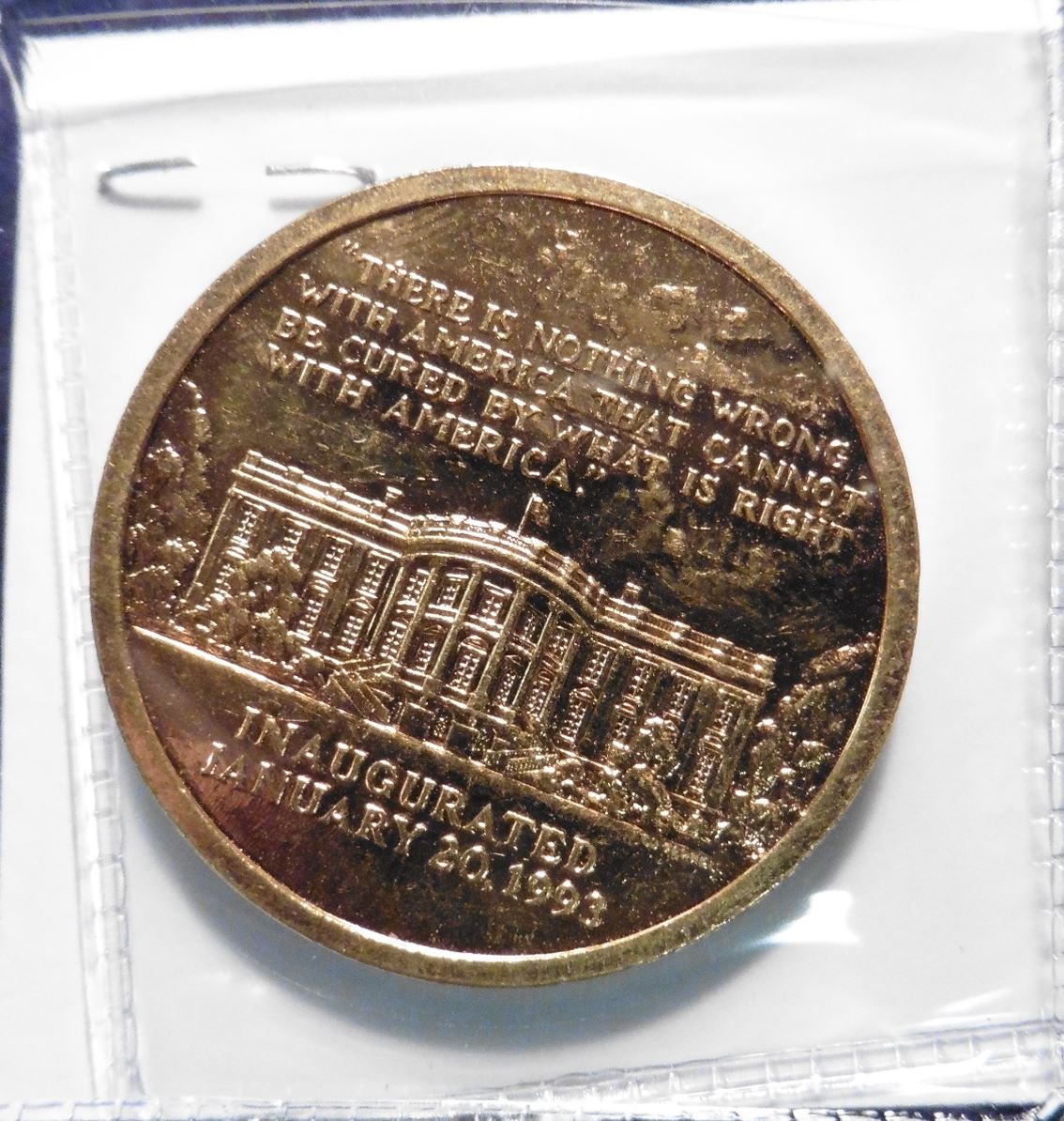 1993 William Jefferson Clinton U.S. Mint Gold-plated Bronze Inaugural ...