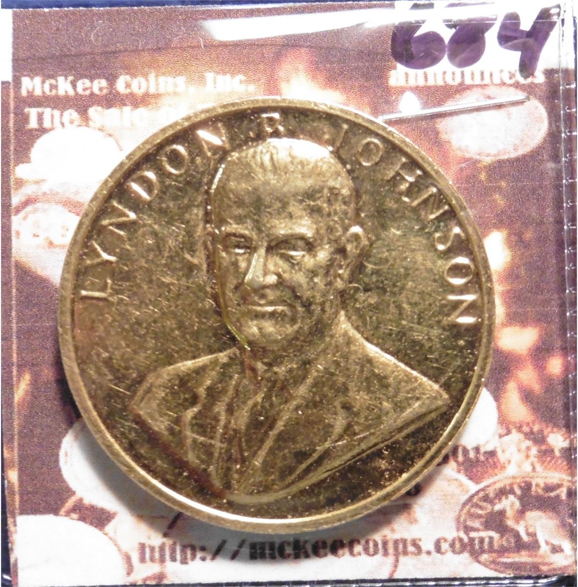 1965 Lyndon B. Johnson U.S. Mint Gold-plated Bronze Inaugural Medal. Unc.