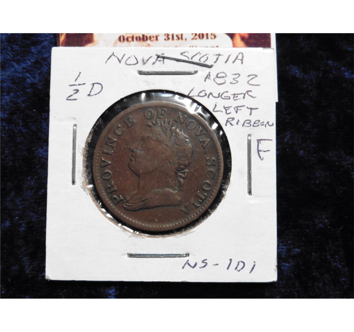 1832 Nova Scotia Half Penny Token. F. Charlton NS-1D1.