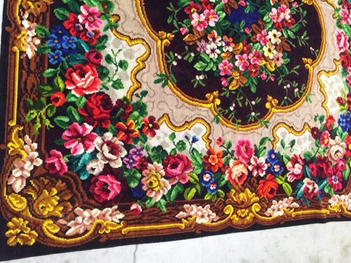 Antique RUSSIAN TAPESTRY Table Cloth 1920s