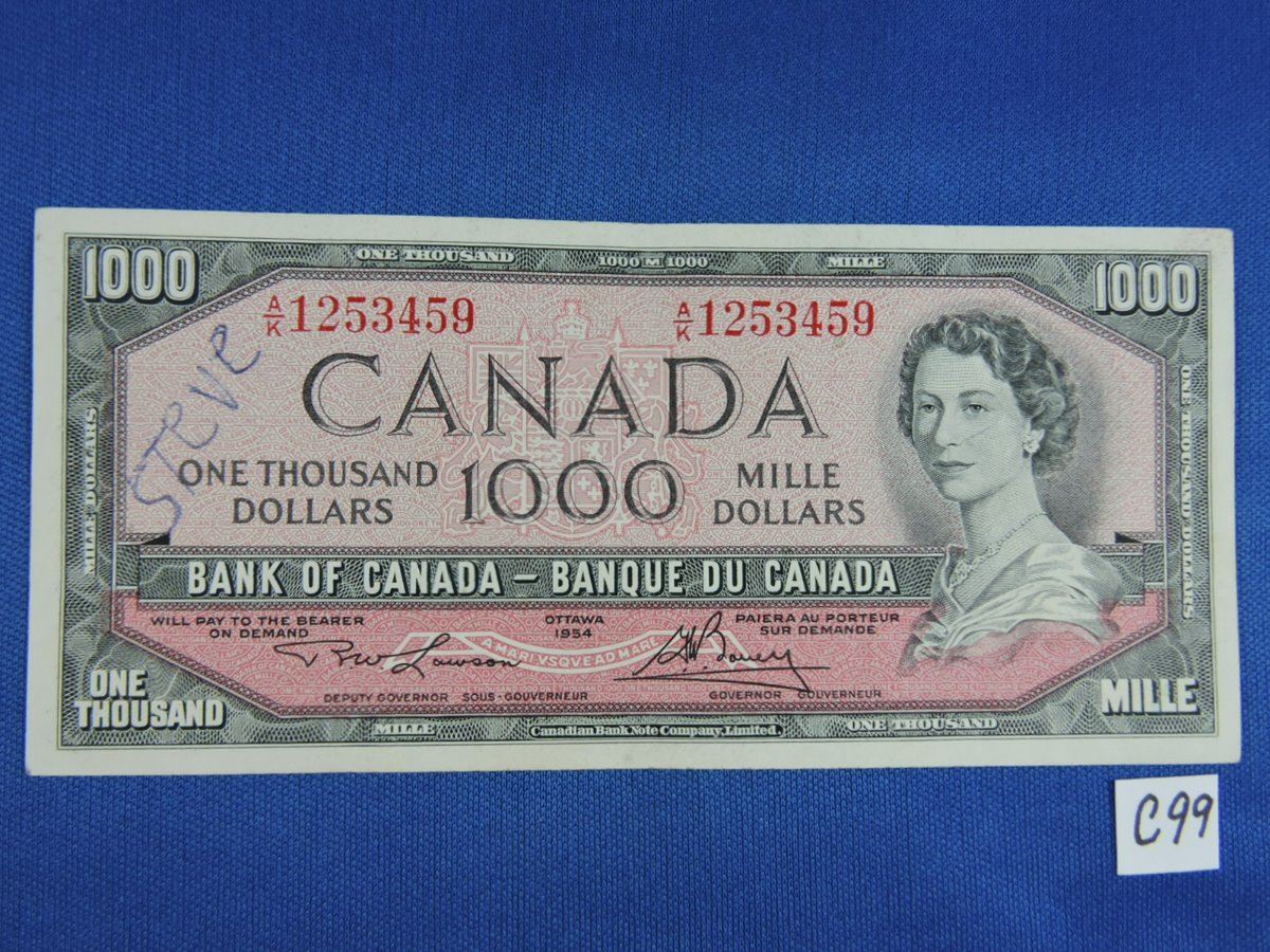 1954 Canada 1000 Dollar Bills