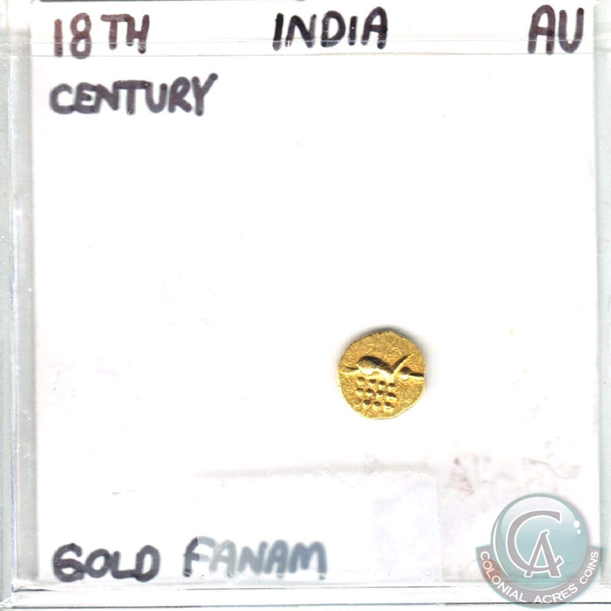 India 18th Century Gold Fanam in Almost Uncirculated condition