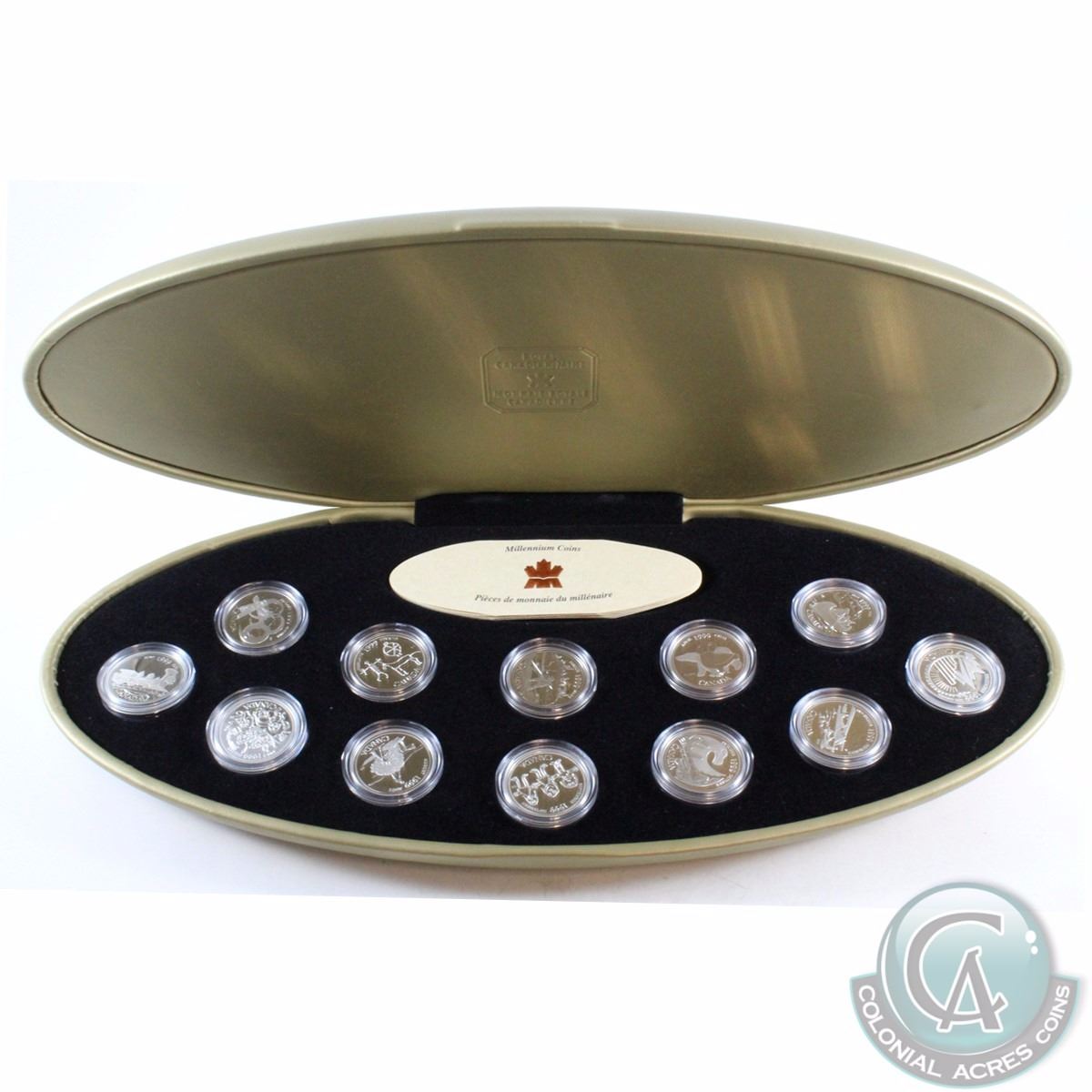 1999 Canada Millennium Proof 12-Coin Sterling Silver 25-cent Set. Comes ...