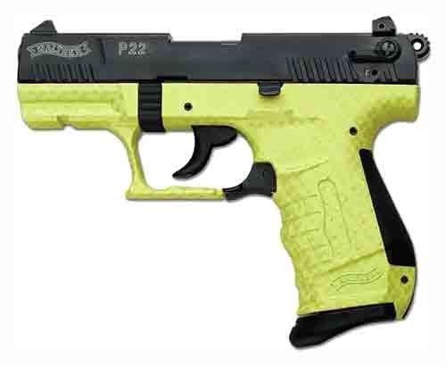 Walther P22 Pistol, LIME GREEN CARBON FIBER! 3.4" BRL, NEW IN BOX, 10 Shot