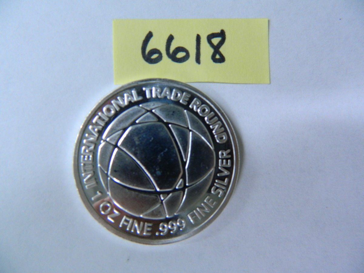 Silver International Trade Bullion Round, One Ounce .999 Fine Silver
